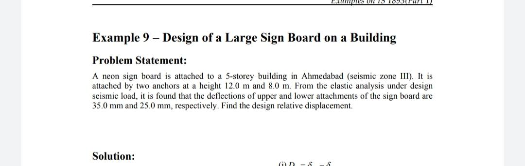 Solved Lumptes Example 9 - Design of a Large Sign Board on a | Chegg.com