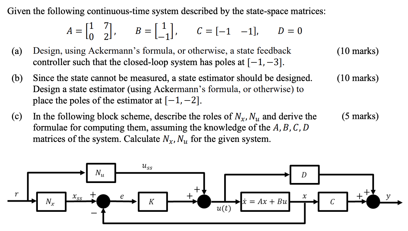 Solved Given the following continuous-time system described | Chegg.com