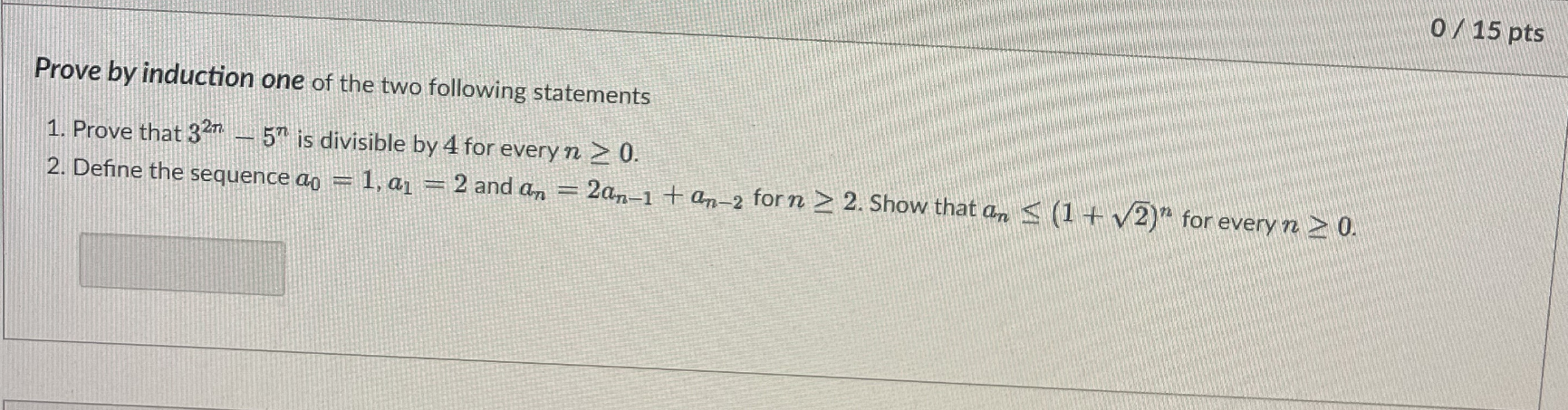 Solved Prove by induction one of the two following | Chegg.com