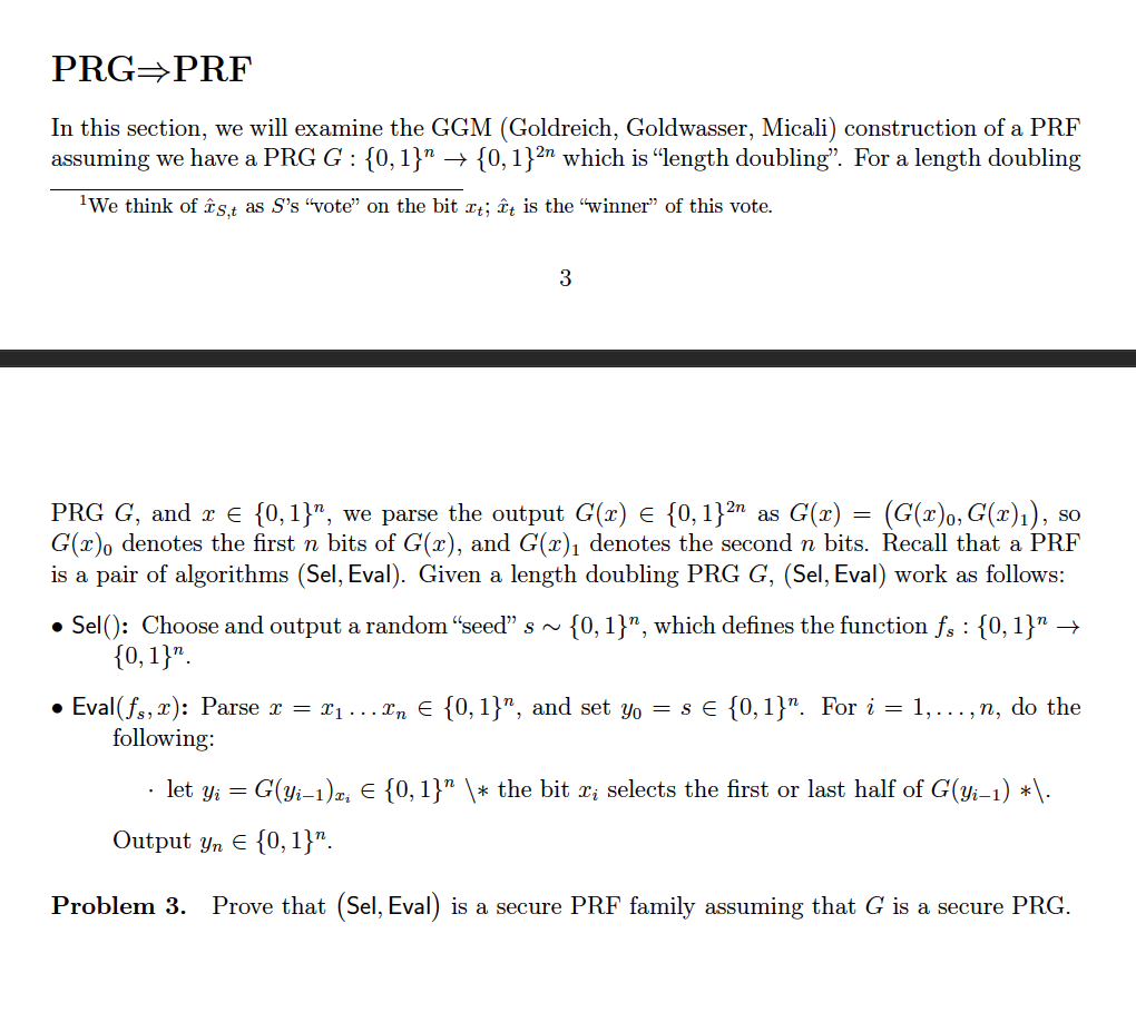Solved PRG⇒PRF In this section, we will examine the GGM | Chegg.com