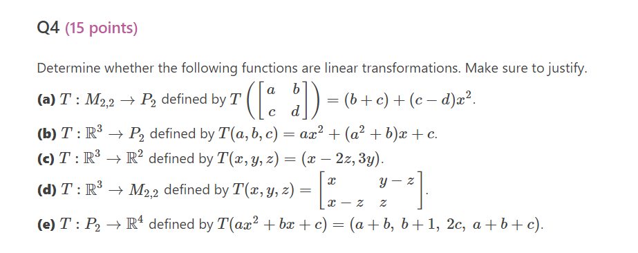 Solved Determine whether the following functions are linear | Chegg.com