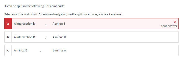Solved A can be split in the following 2 disjoint parts: | Chegg.com
