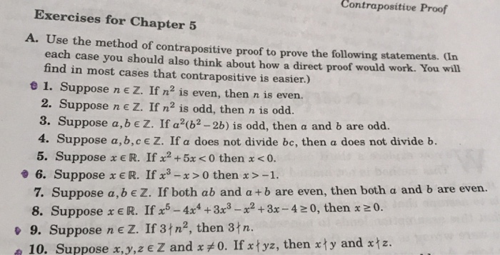 Solved Contrapositive Proof Exercises for Chapter 5 A. Use | Chegg.com