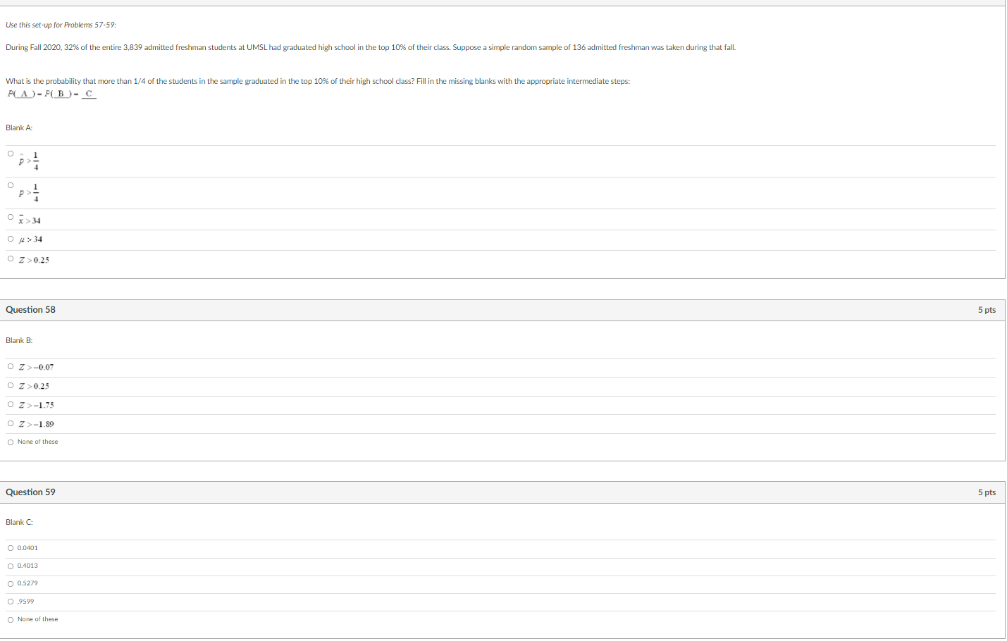 Solved Use this set-up for Problems 57-59: During Fall 2020, | Chegg.com