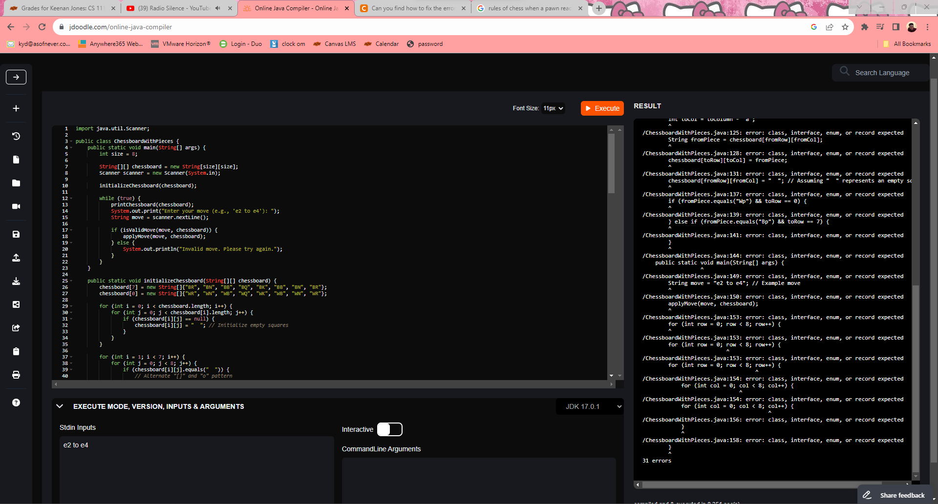 Can you find how to fix the errors of my code?- it | Chegg.com