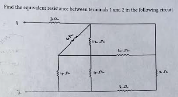 Solved Find the equivalent resistance between terminals 1 | Chegg.com