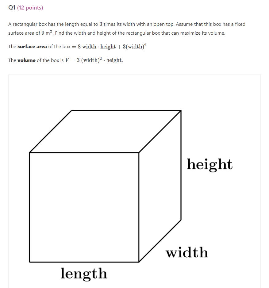 Width Height Depth