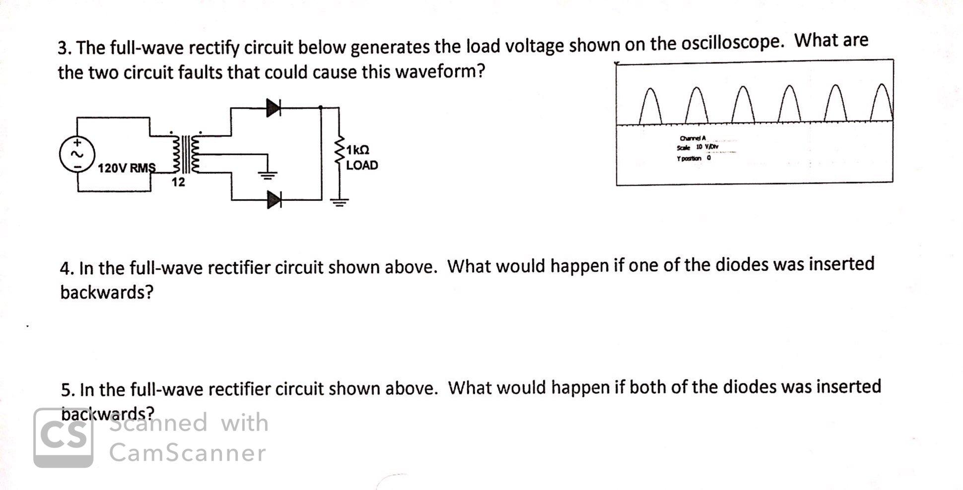 Solved 3. The full-wave rectify circuit below generates the | Chegg.com