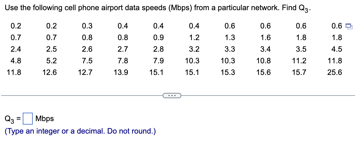 Solved Q3=Mbps (Type an integer or a decimal. Do not round.) | Chegg.com