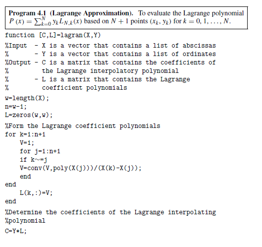 Solved Program 41 Lagrange Approximation To Evaluate The 7713