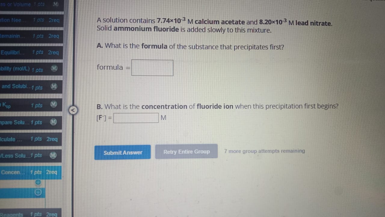 A solution contains 7.74×10−3M calcium acetate and | Chegg.com