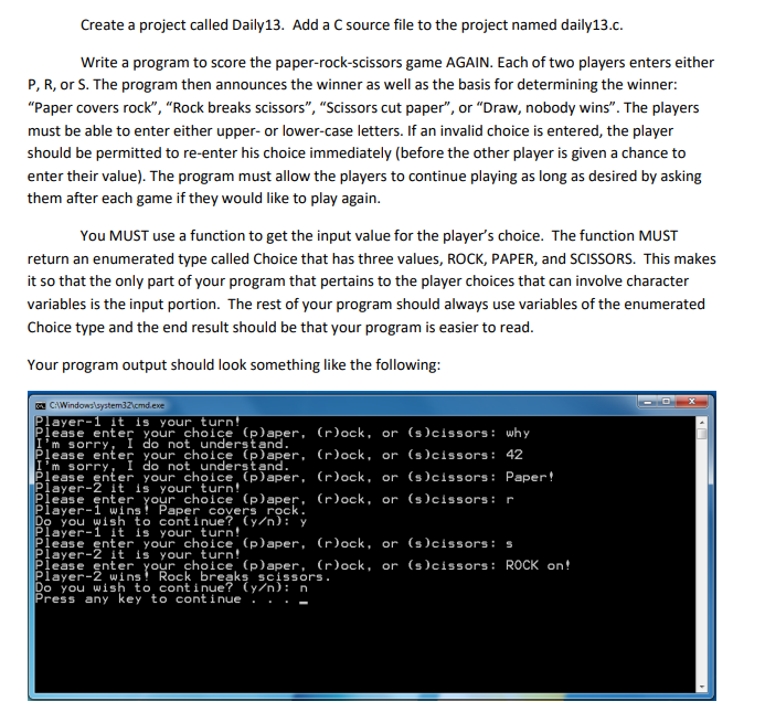 Solved Create a project called Daily13. Add a C source file | Chegg.com