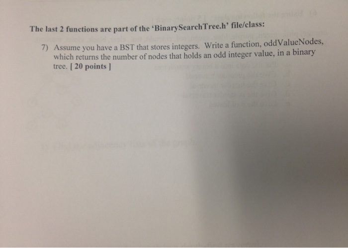 Assume you have a BST that stores integers. Write a | Chegg.com