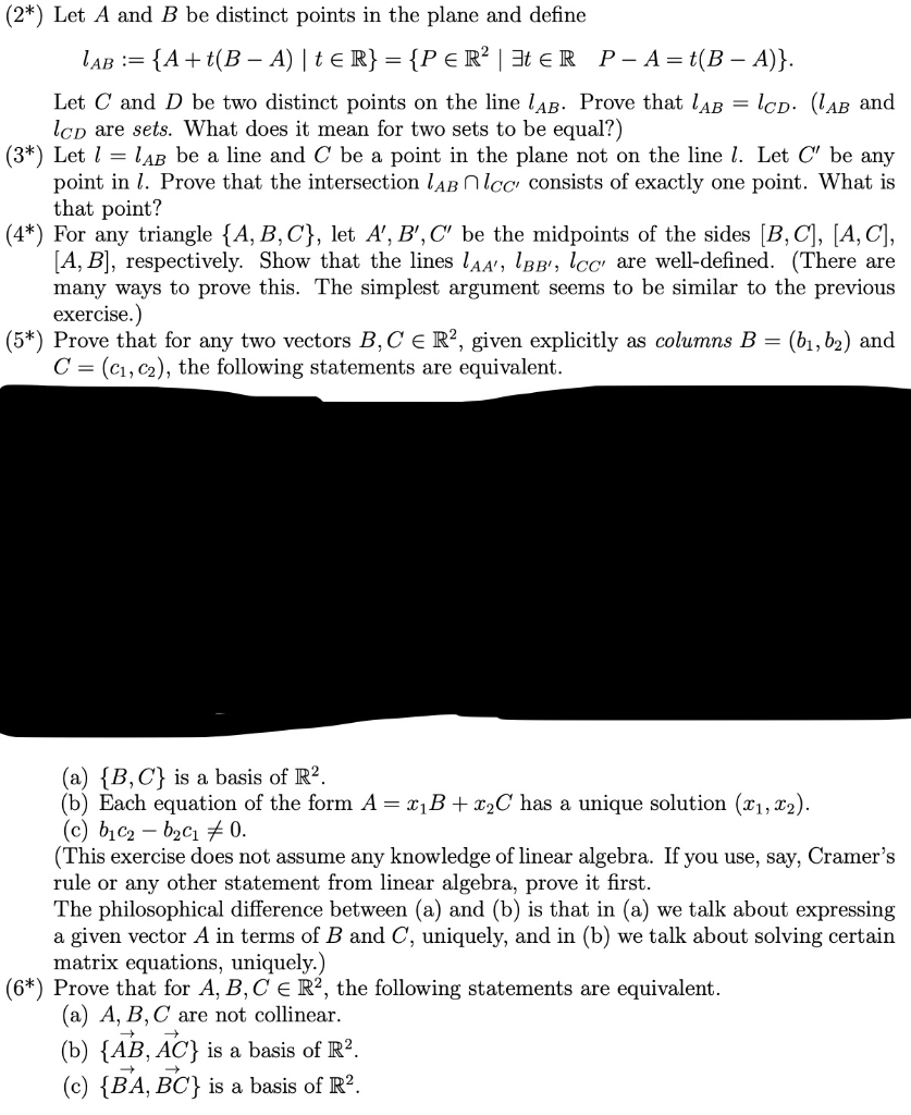 Solved (2*) Let A and B be distinct points in the plane and | Chegg.com