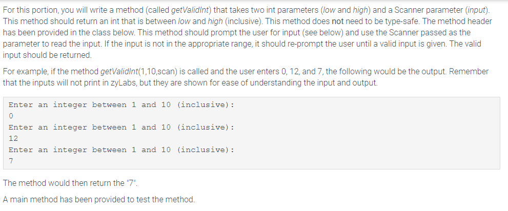 Solved For this portion, you will write a method (called | Chegg.com