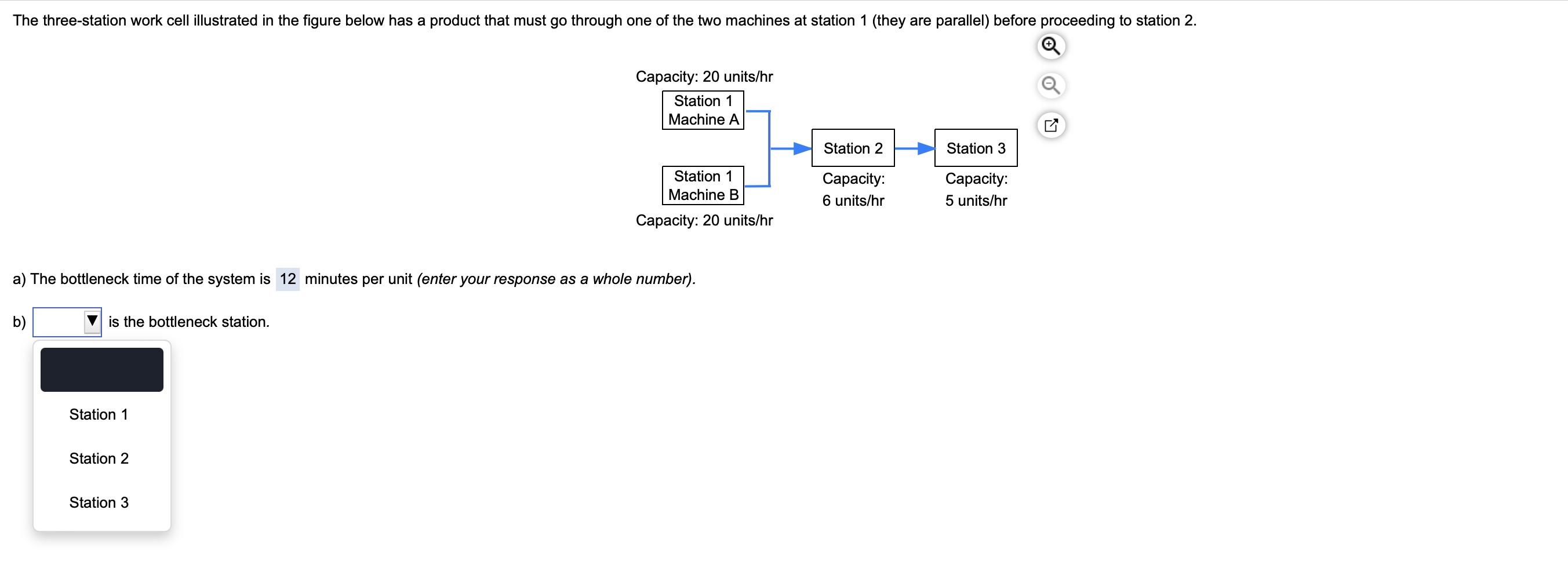 Solved The three-station work cell illustrated in the figure | Chegg.com
