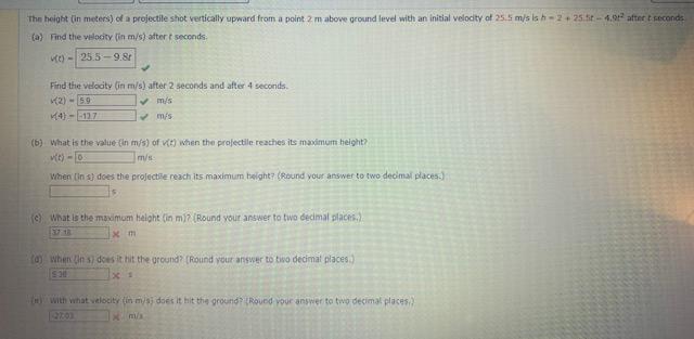 Solved The height Un meters) of a projectile shot vertically | Chegg.com