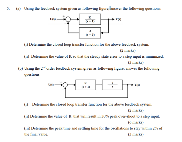 Solved 5. (a) Using the feedback system given as following | Chegg.com
