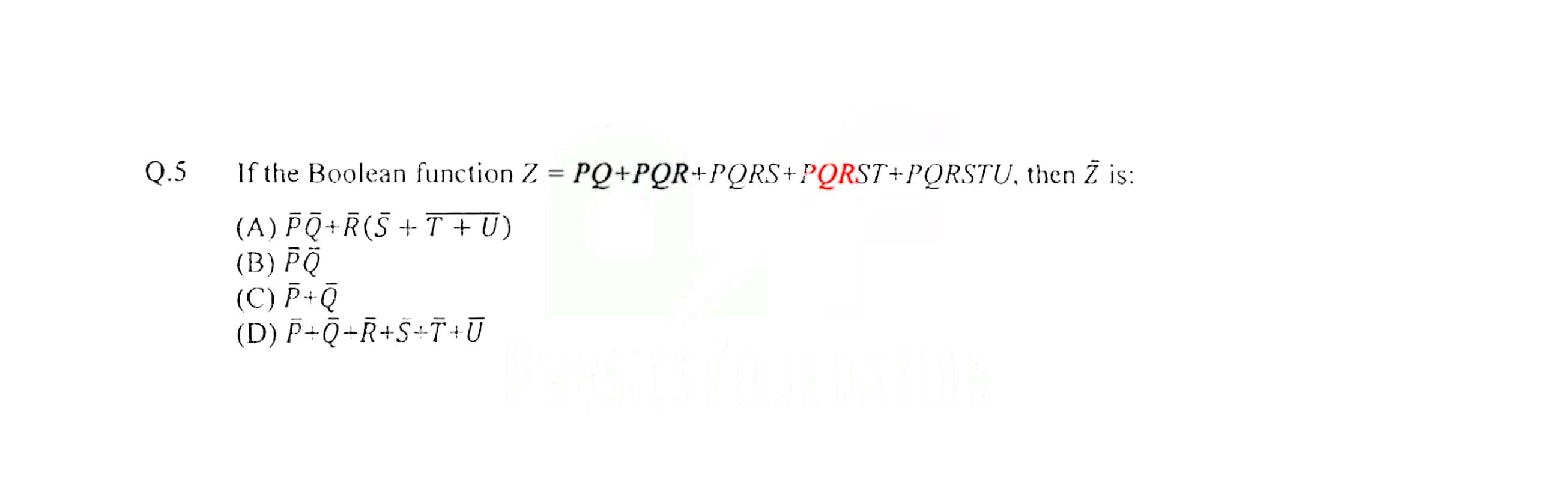 Solved Q.5 If the Boolean function 2 = | Chegg.com