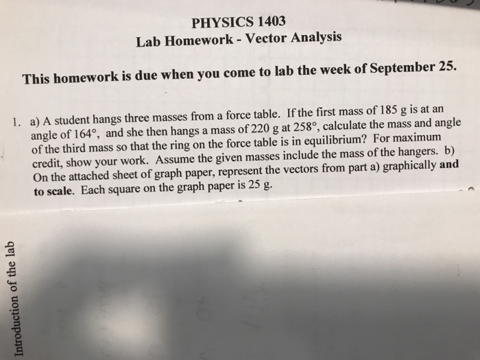 Solved Physics 1403 Lab Homework Vector Analysis This 6625