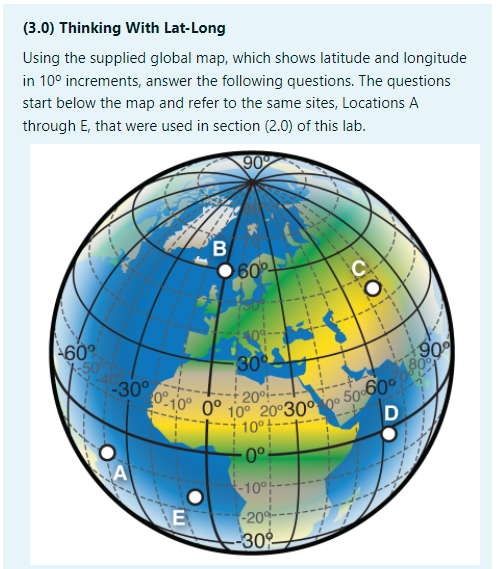 Solved (1.0) Latitude and Longitude Basics Using the image | Chegg.com