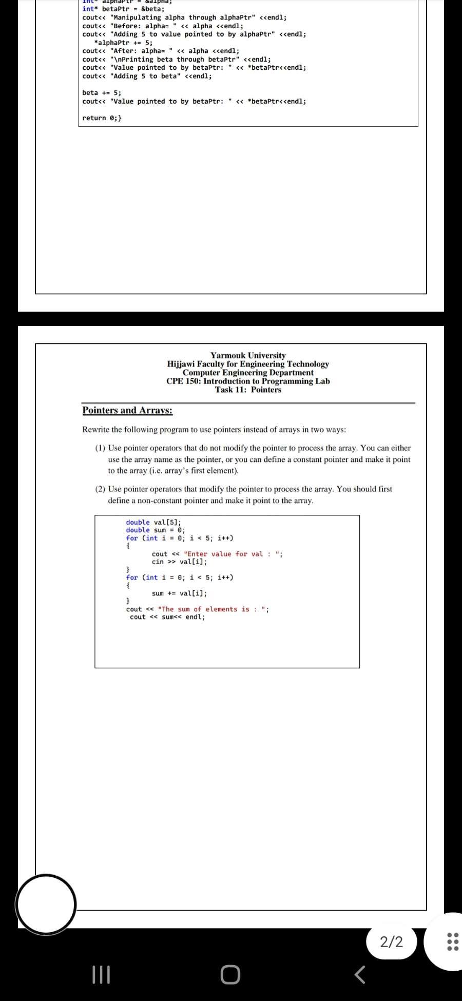 Solved Yarmouk University Hijjawi Faculty for Engineering | Chegg.com