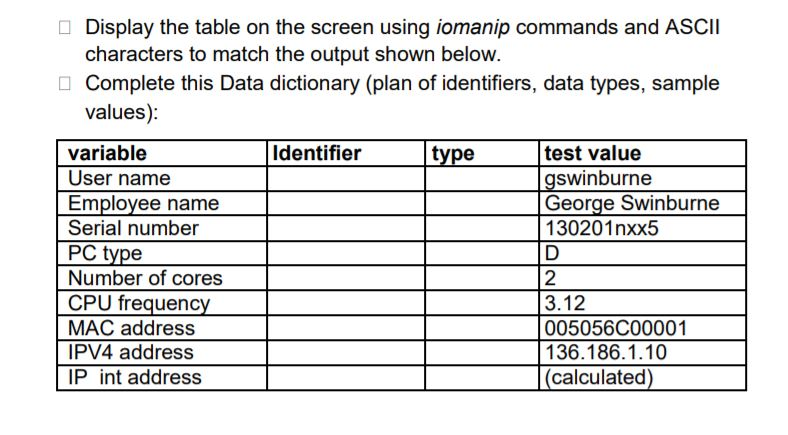 Solved You are required to produce a text-based form | Chegg.com