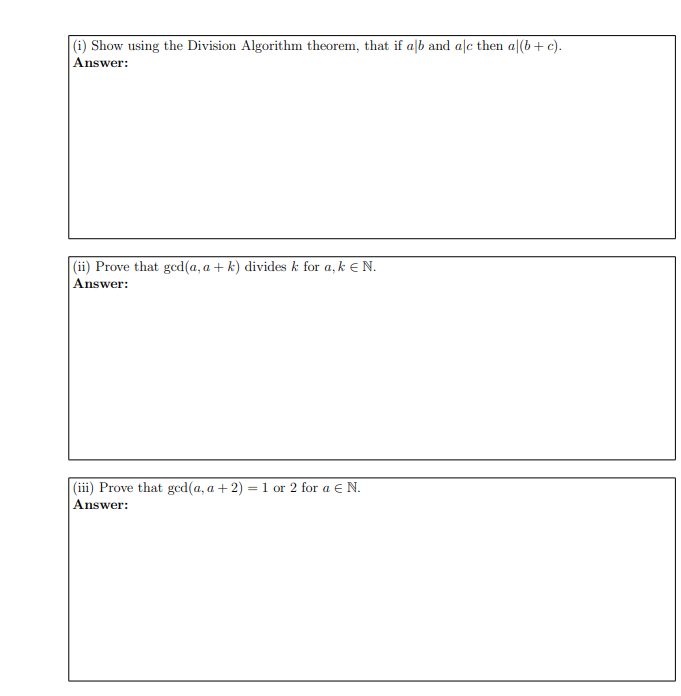 Solved I Show Using The Division Algorithm Theorem That 