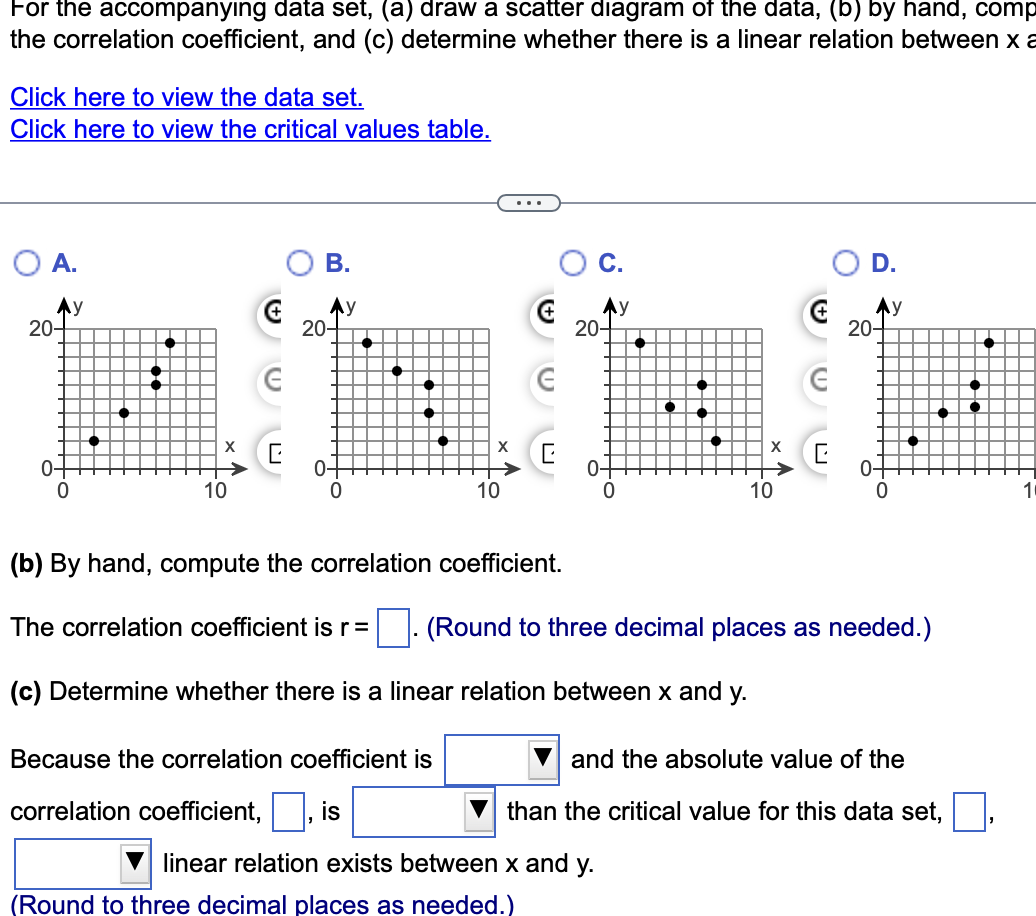 Solved Data setCritical values for the correlation | Chegg.com