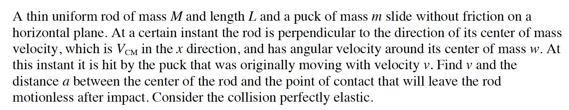Solved A thin uniform rod of mass M and length L and a puck | Chegg.com