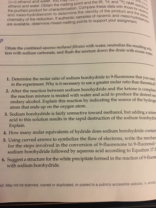 Solved Determine the molar ratio of sodium borohydride to | Chegg.com