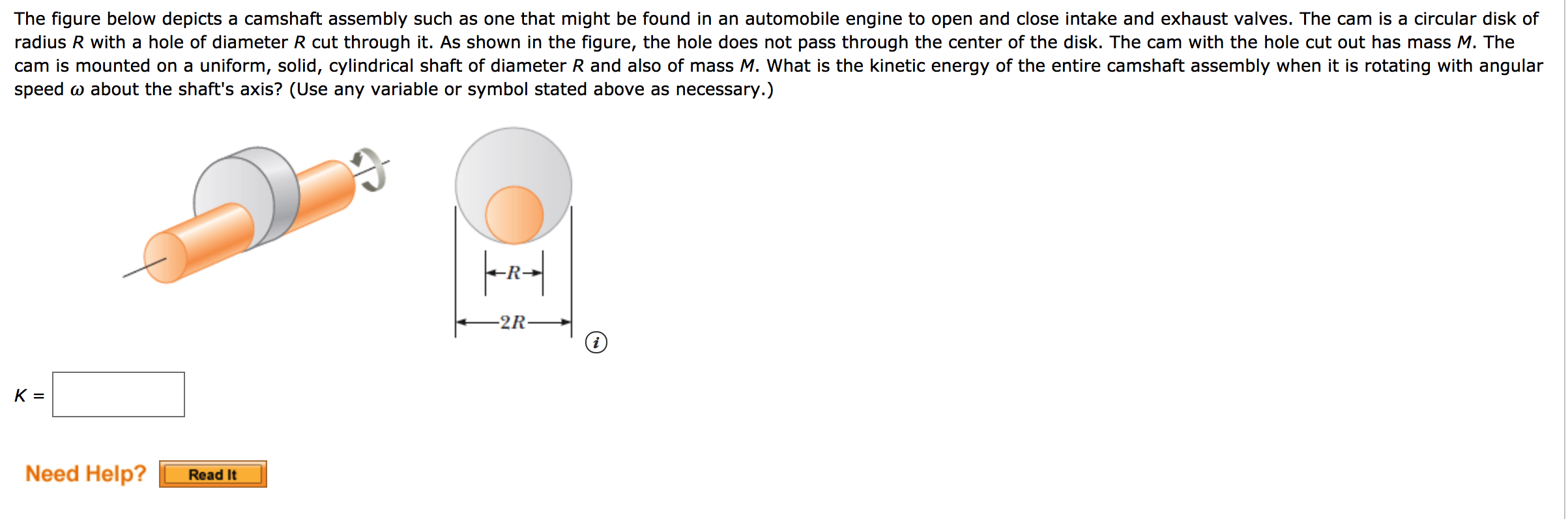 Solved The figure below depicts a camshaft assembly such as | Chegg.com