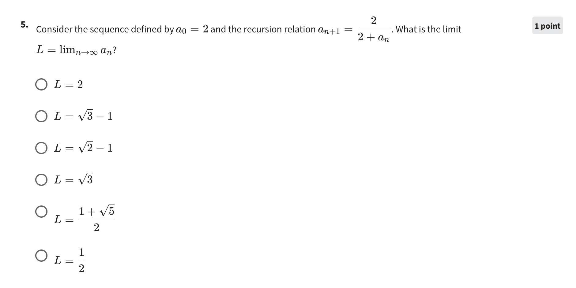 Solved 5. Consider the sequence defined by a0=2 and the | Chegg.com