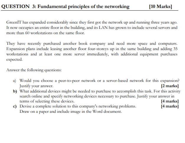 Solved QUESTION 3: Fundamental principles of the networking | Chegg.com