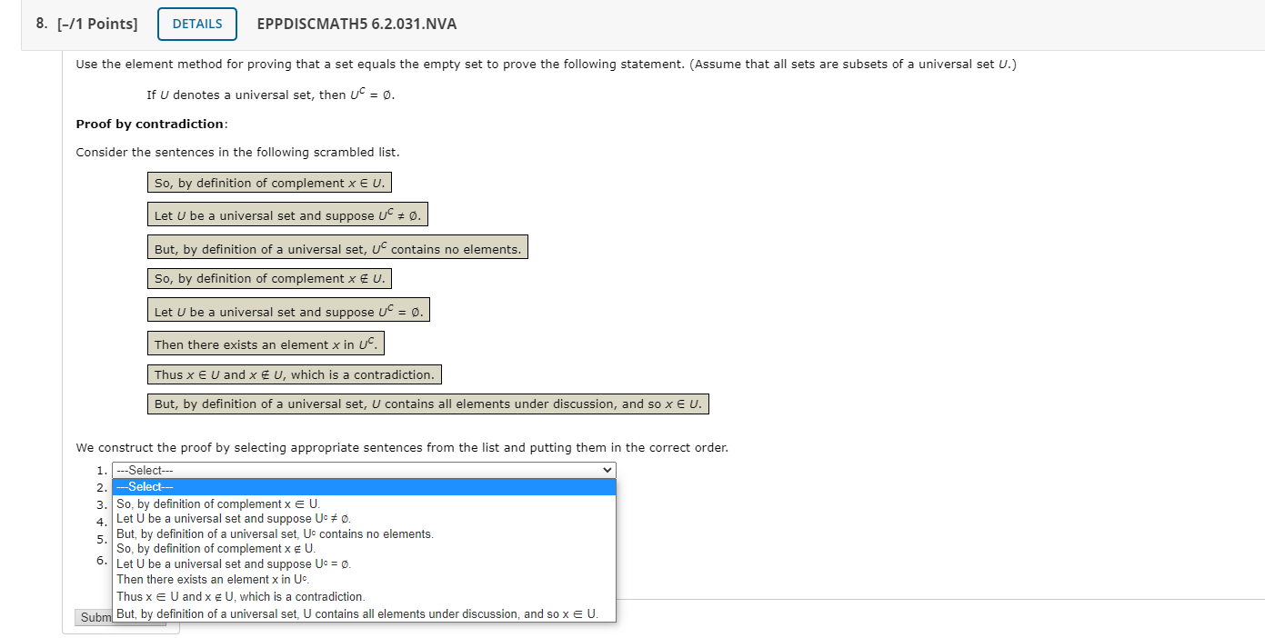 Solved 8. [-/1 Points] DETAILS EPPDISCMATH5 6.2.031.NVA Use | Chegg.com