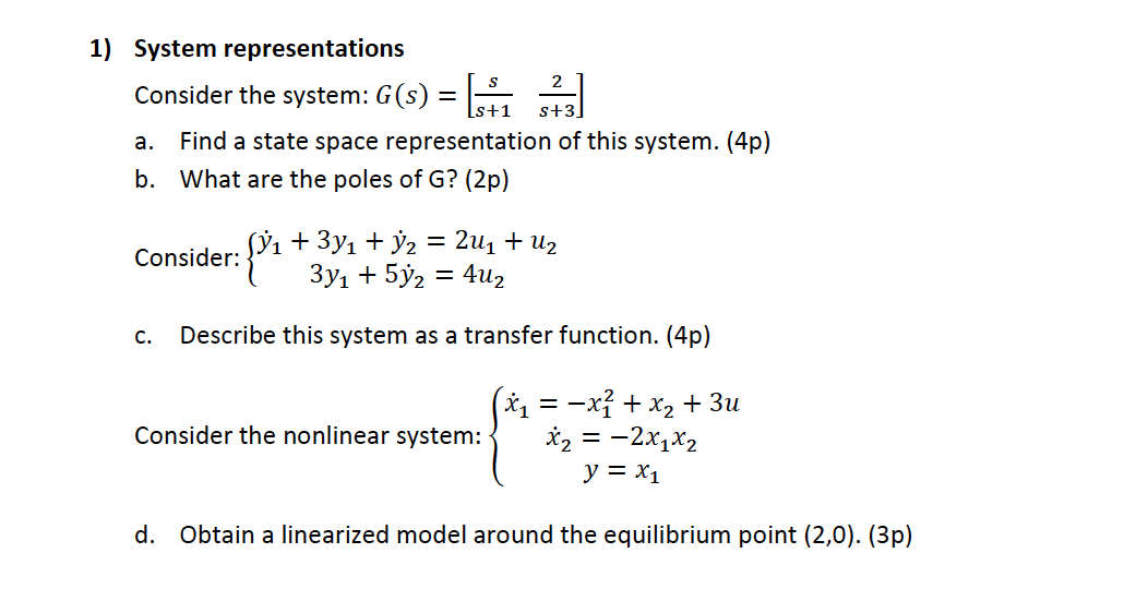 Solved System representations Consider the system: | Chegg.com
