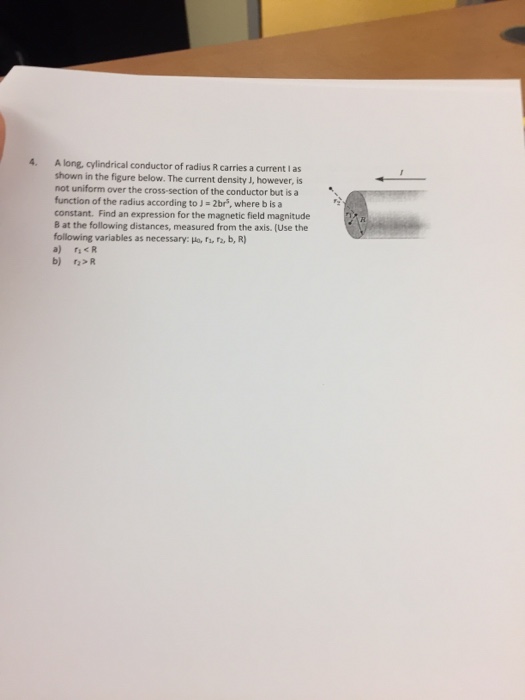 Solved A long, cylindrical conductor of radius R carries a | Chegg.com