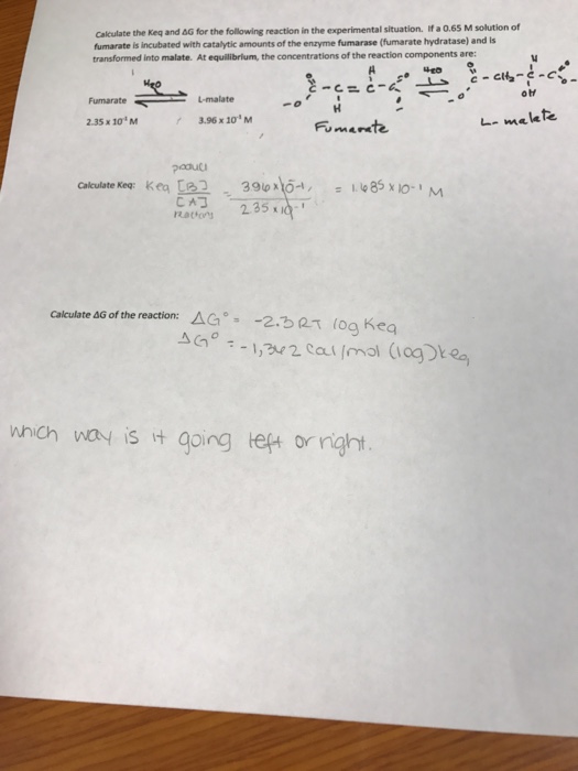 Solved Calculate the Keq and Delta G for the following | Chegg.com