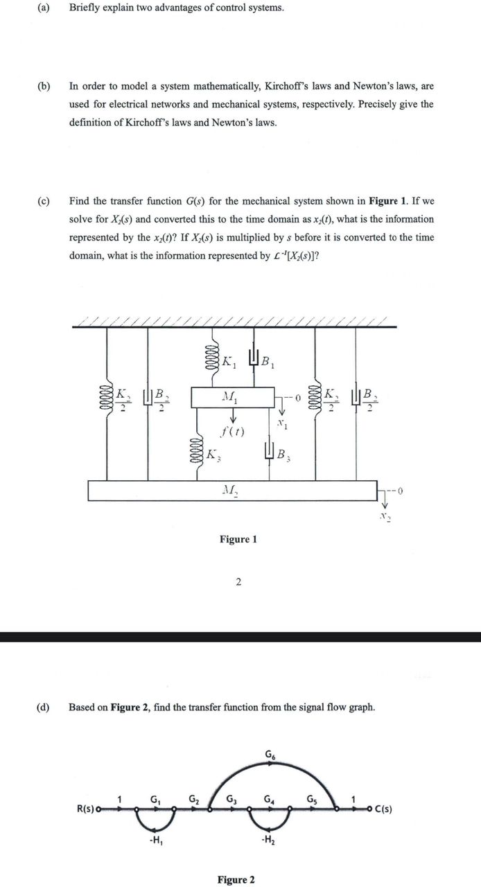 Solved (a) Briefly explain two advantages of control | Chegg.com
