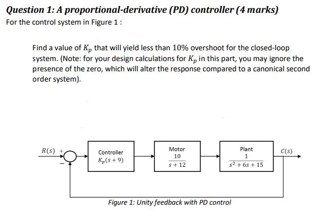 Solved Find a value of 𝐾𝑝 that will yield less than 10% | Chegg.com