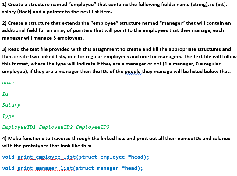 1) Create a structure named "employee" that contains | Chegg.com