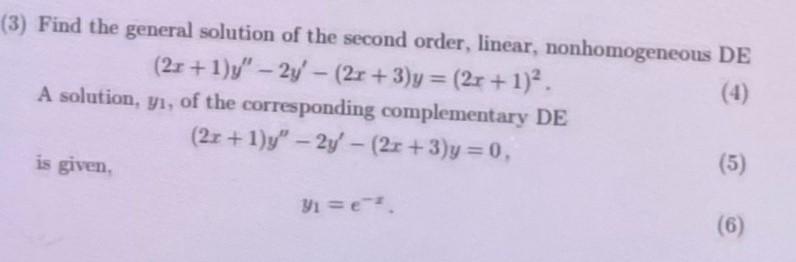 Solved (3) Find the general solution of the second order, | Chegg.com