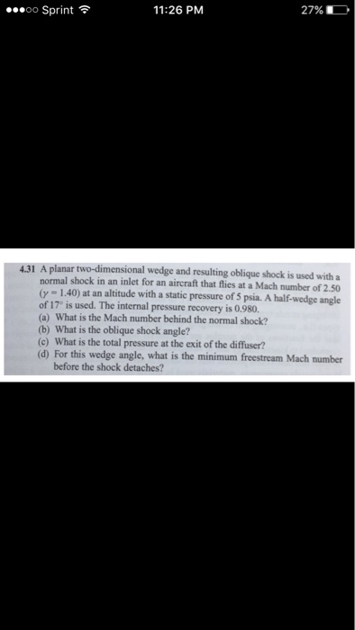 Solved A planar two-dimensional wedge and resulting oblique | Chegg.com