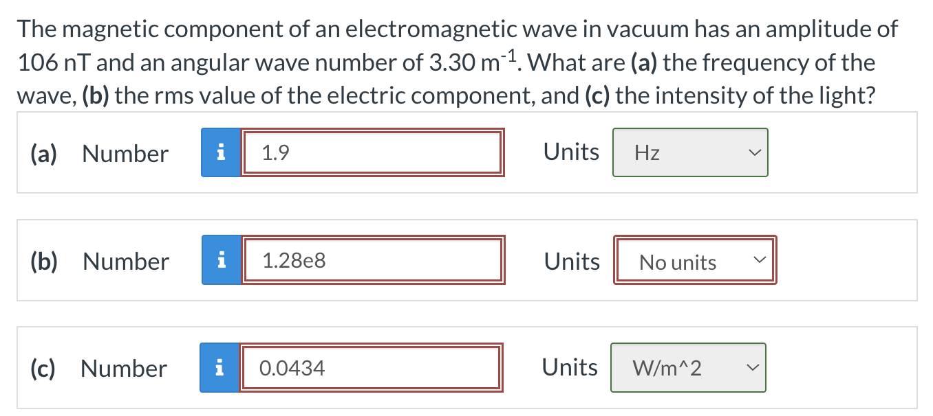 Solved The magnetic component of an electromagnetic wave in | Chegg.com