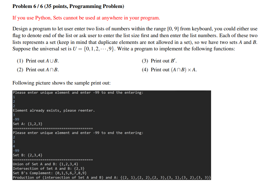 Solved Problem 6 / 6 (35 points, Programming Problem) If you | Chegg.com