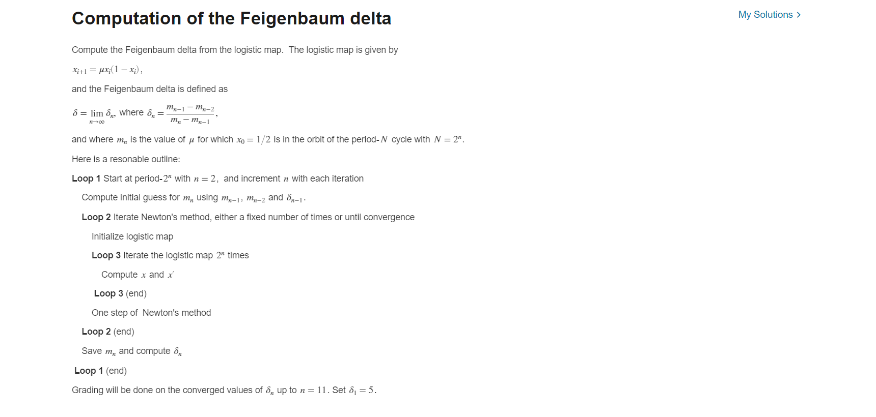 Solved Computation of the Feigenbaum delta Compute the | Chegg.com