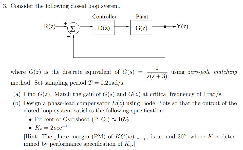 Consider the following closed loop system,where | Chegg.com