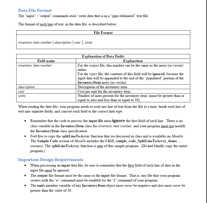 Solved Inventory Application Program This project involves | Chegg.com