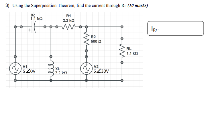 Solved 3) Using the Superposition Theorem, find the current | Chegg.com