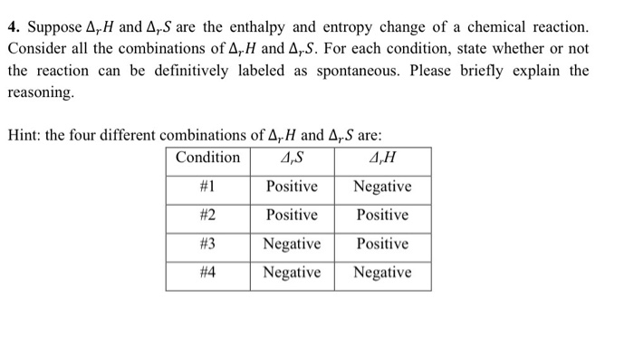Solved Suppose Delta_r H and Delta_r S are the enthalpy and | Chegg.com